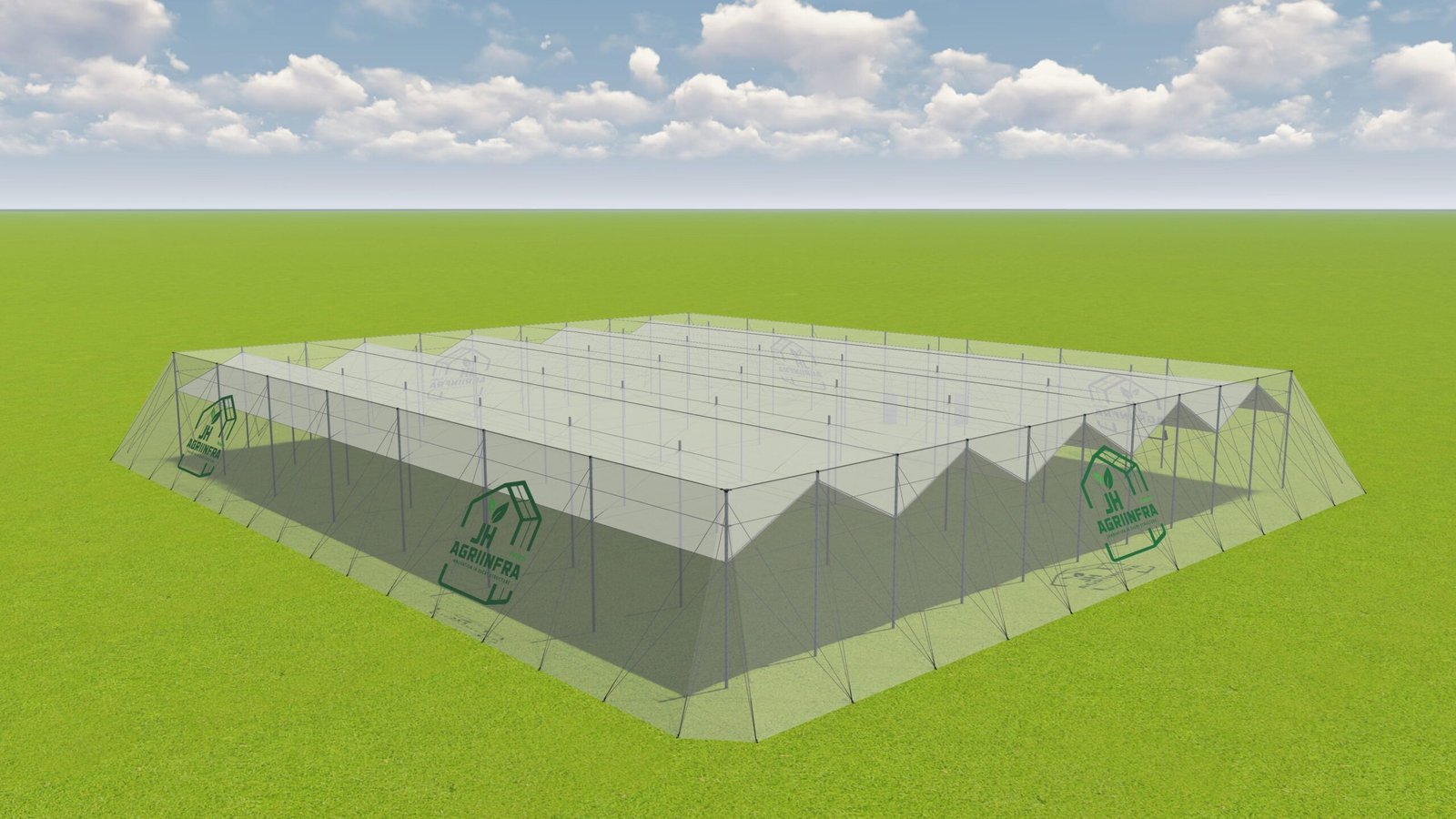 Wire Rope Flat Roof Shade Net House with Rain Protection System – JH ...