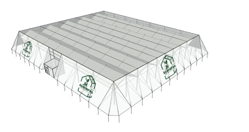 Wire Rope Flat Roof Shade Net House with Rain Protection System – JH ...