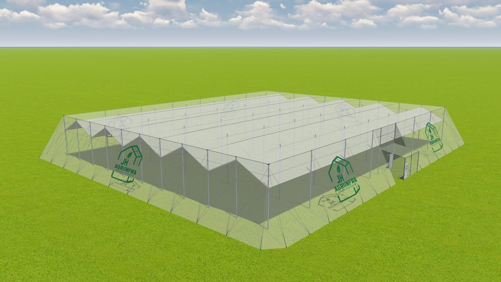 Wire Rope Flat Roof Shade Net House with Rain Protection System – JH ...