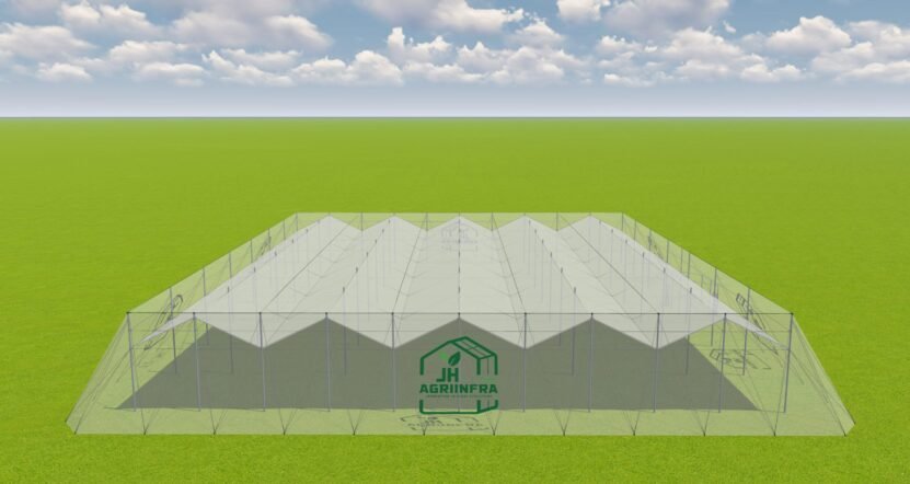 Wire Rope Flat Roof Shade Net House with Rain Protection System – JH ...